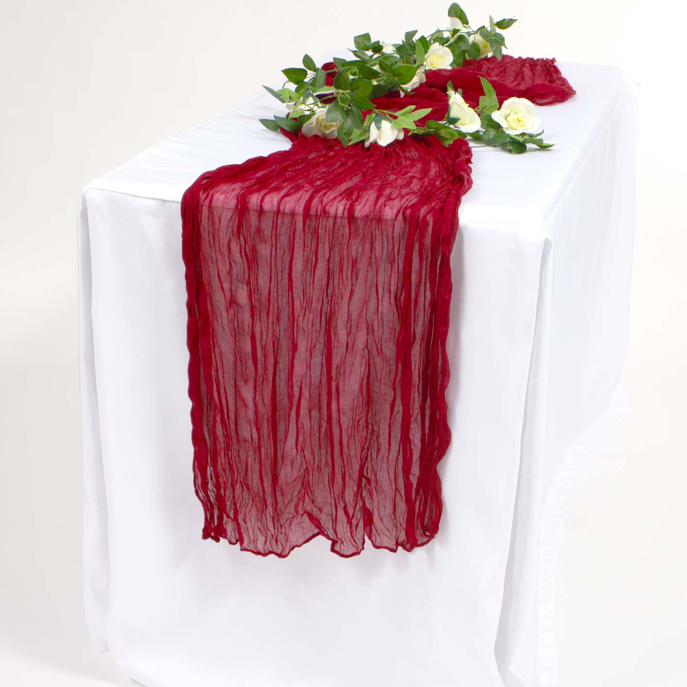 Shop Cheesecloth Table Runners (Burgundy) | Luna Wedding & Event Supplies