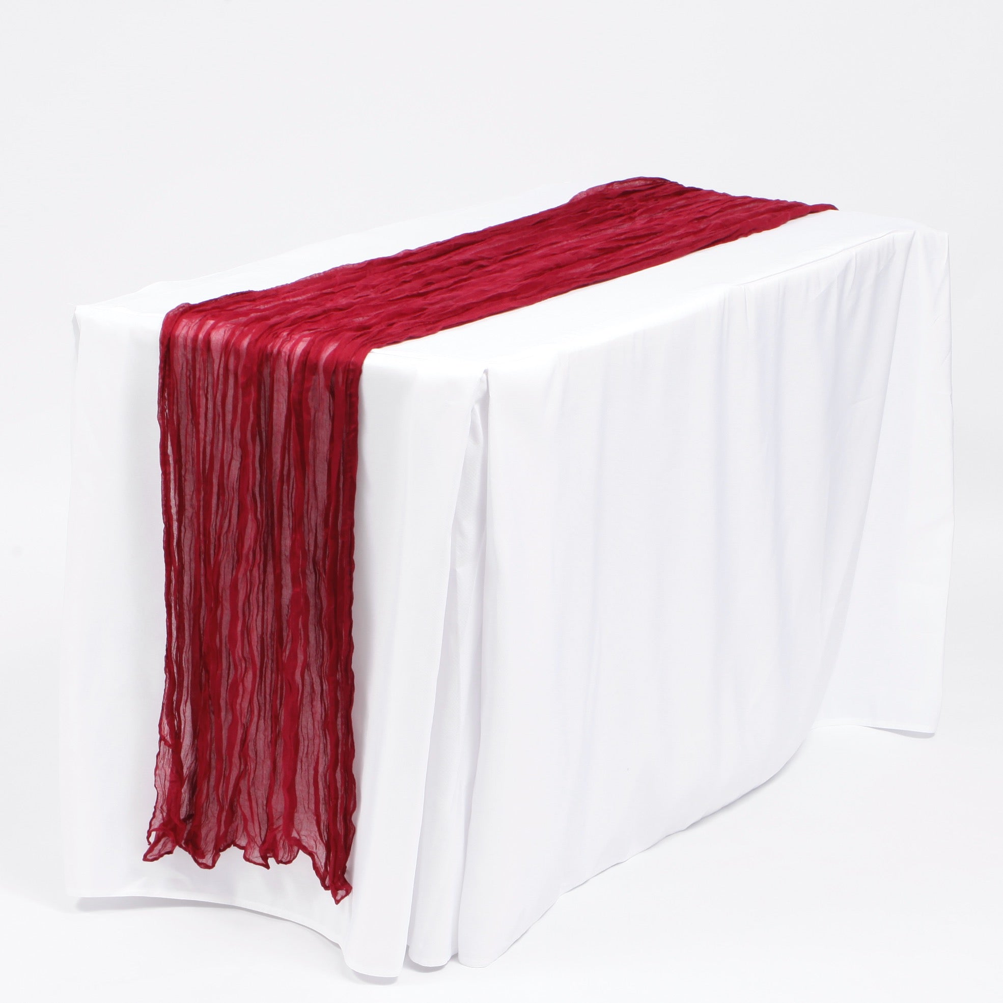Shop Cheesecloth Table Runners (Burgundy) | Luna Wedding & Event Supplies