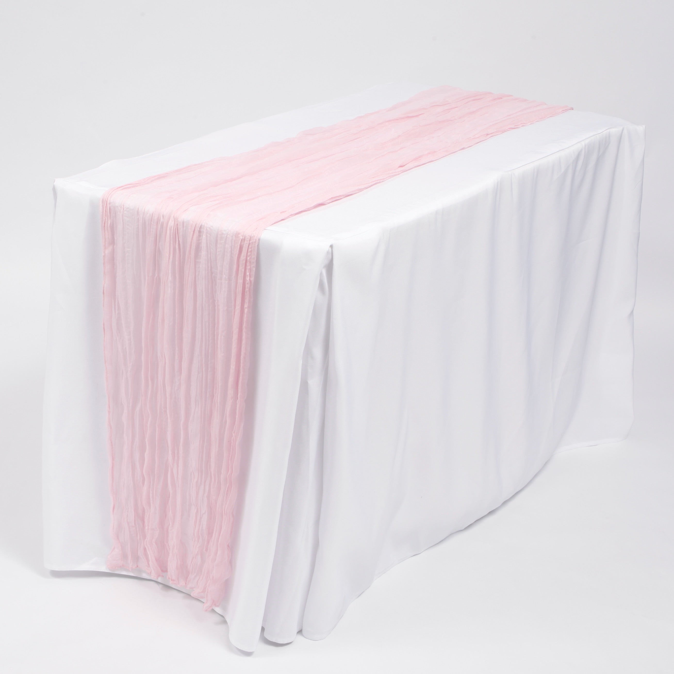 Shop Cheesecloth Table Runners (Light Pink) | Luna Wedding & Event Supplies