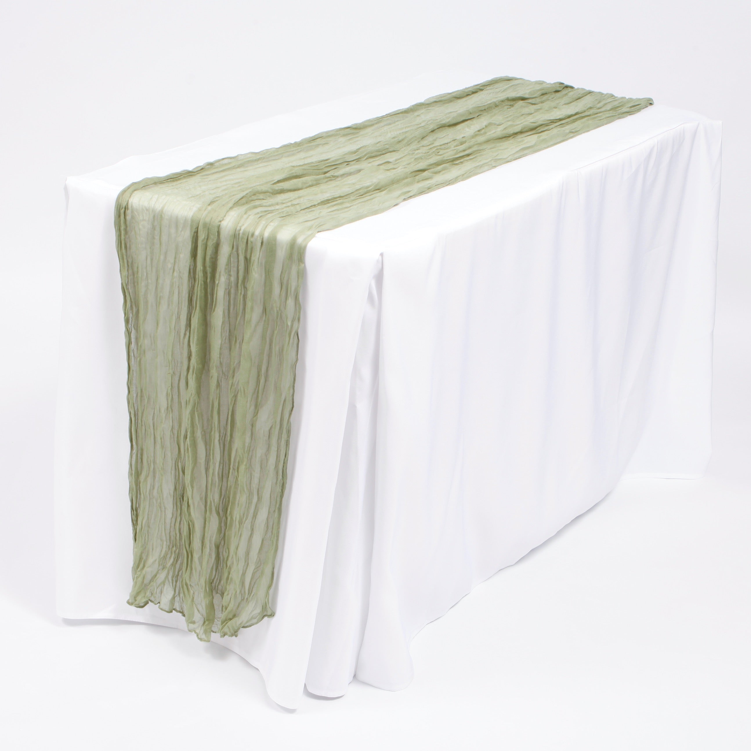 Shop Cheesecloth Table Runners (Sage) | Luna Wedding & Event Supplies