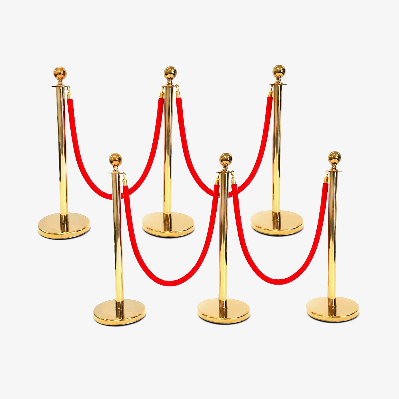 Gold Bollard & Velvet Red Rope Value Package (2 x 2m lengths) – Luna ...