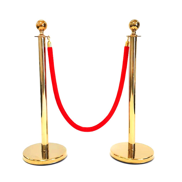 2 Premium Gold Bollard / Stanchion & Velvet Red Rope VALUE PACKAGE ...