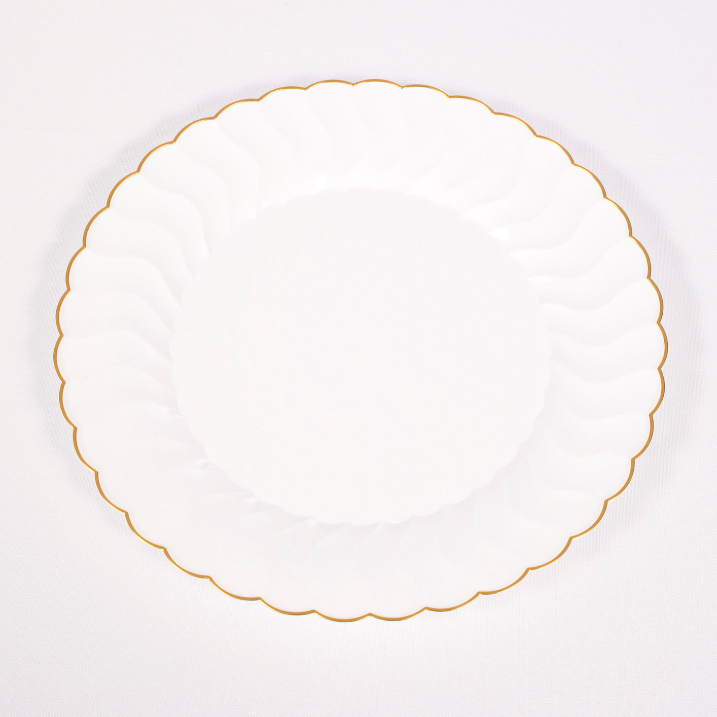Metallic Gold Rimmed Dinner Plate - Luna Wedding and Event Supplies ...