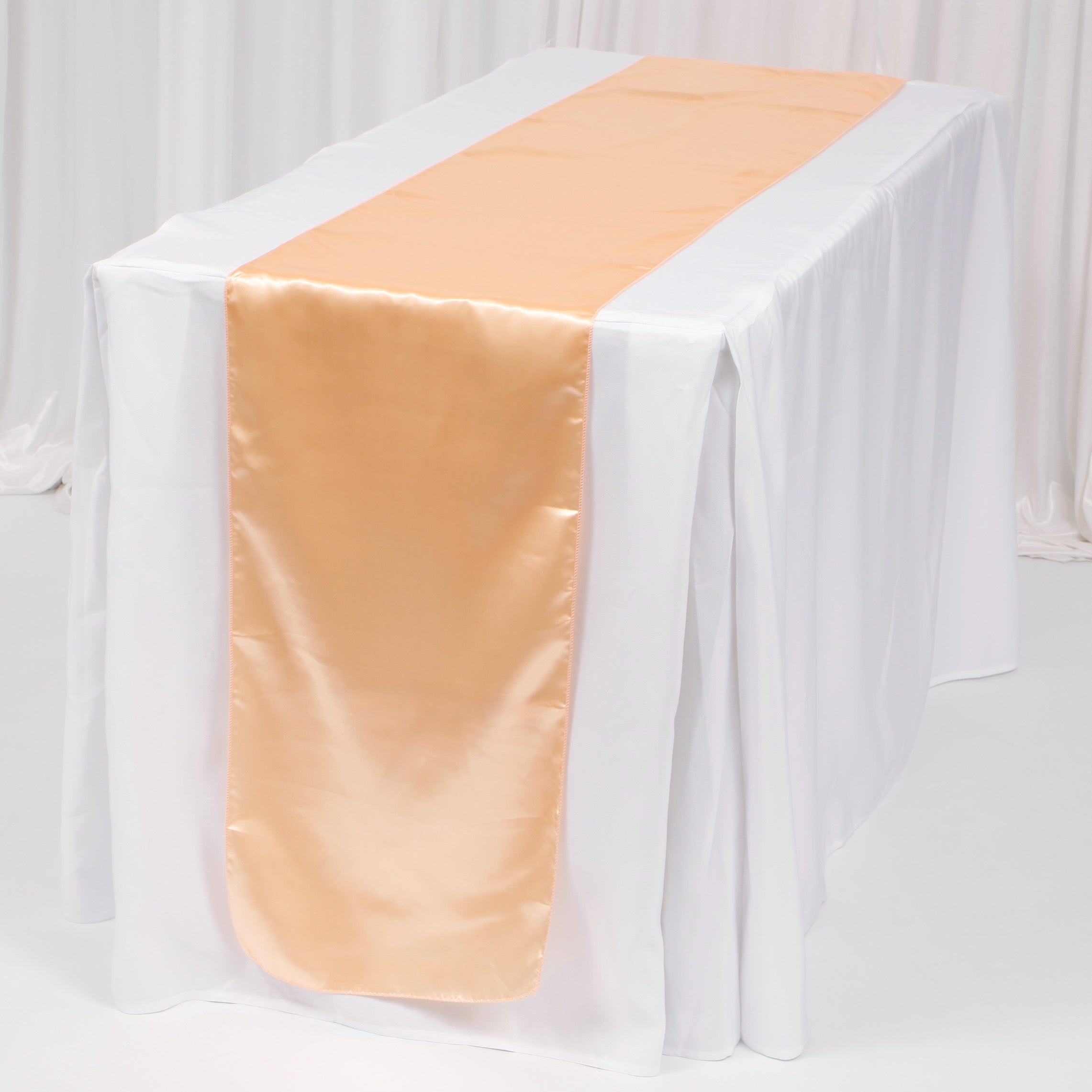 Shop Satin Table Runners (Peach) | Luna Wedding & Event Supplies