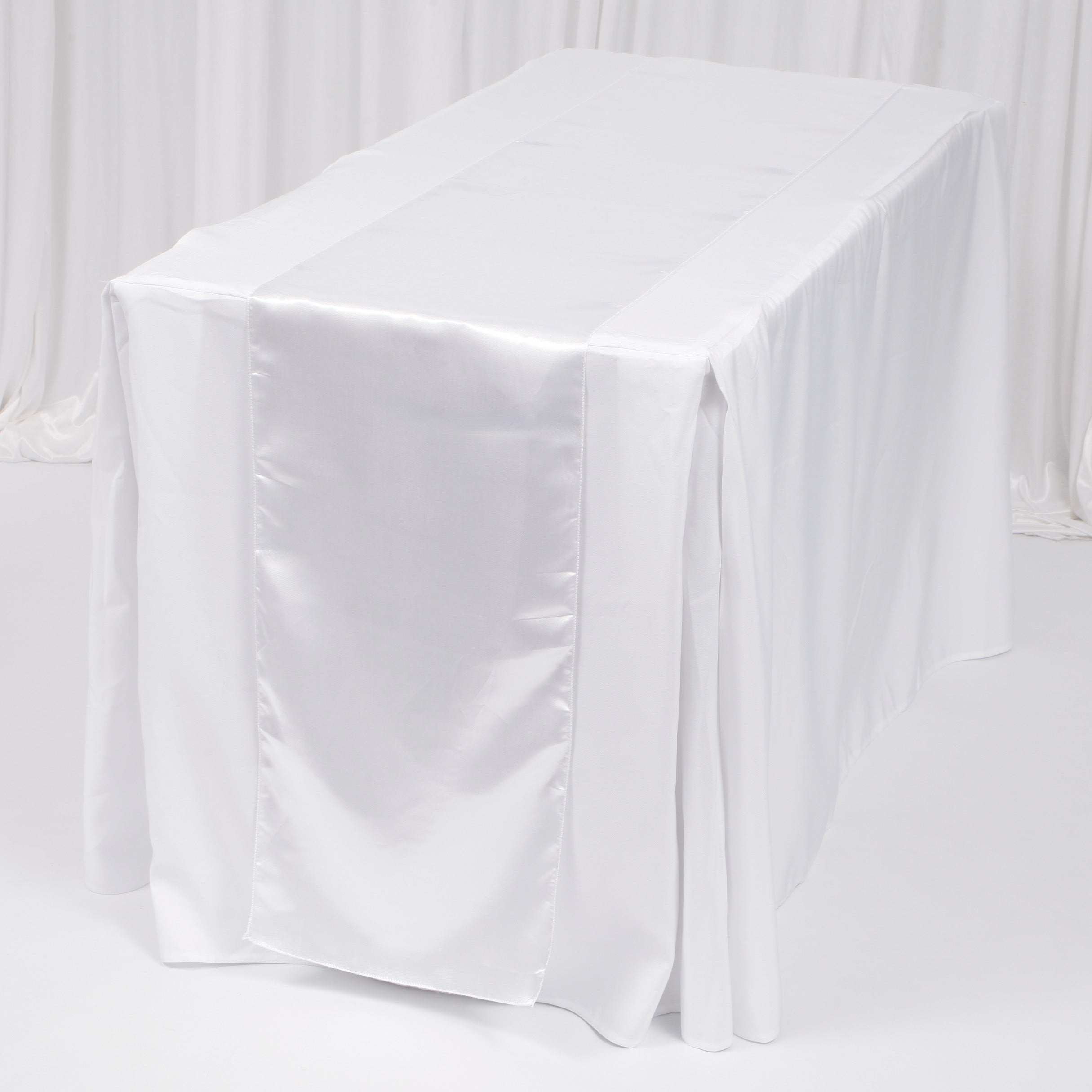 Shop Satin Table Runners (White) | Luna Wedding & Event Supplies