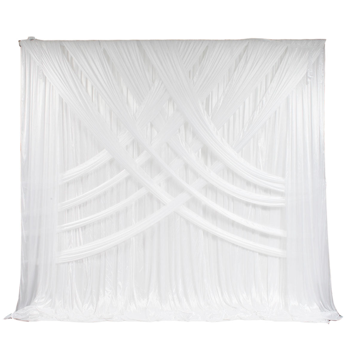 Shop White Satin Ice Silk Cross Drape Backdrops (3x3) | Luna Wedding ...