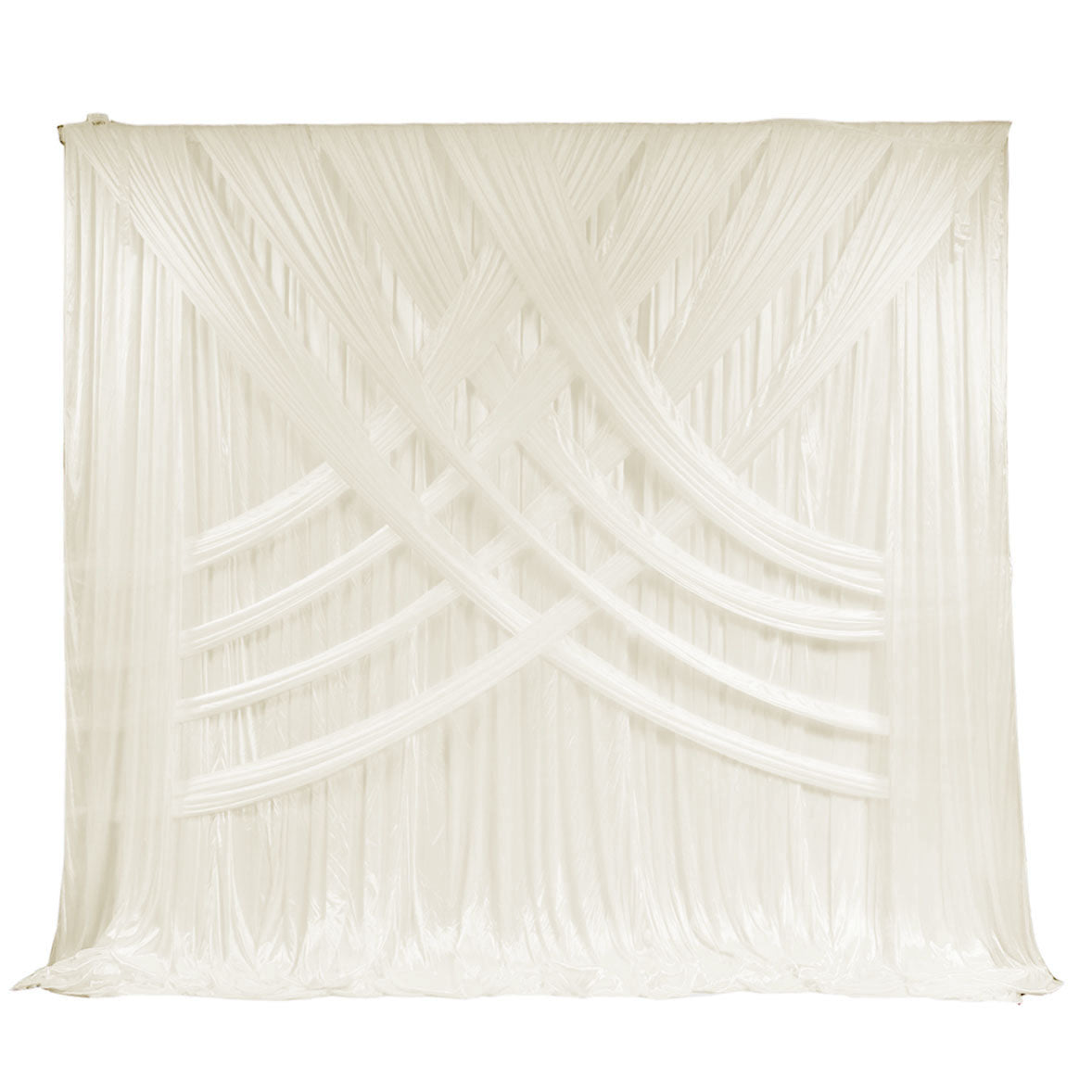 Shop White Satin Ice Silk Cross Drape Backdrops (3x3) | Luna Wedding ...