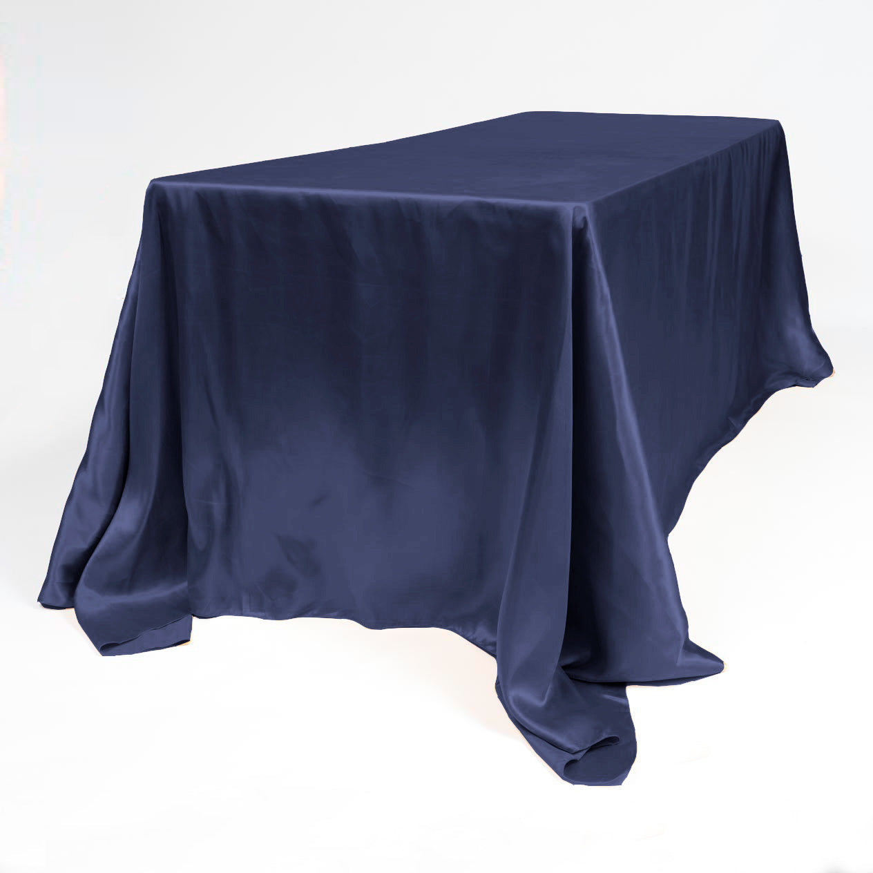 Shop Navy Satin Trestle Table Tablecloth (220cmx330cm) | Luna Wedding ...