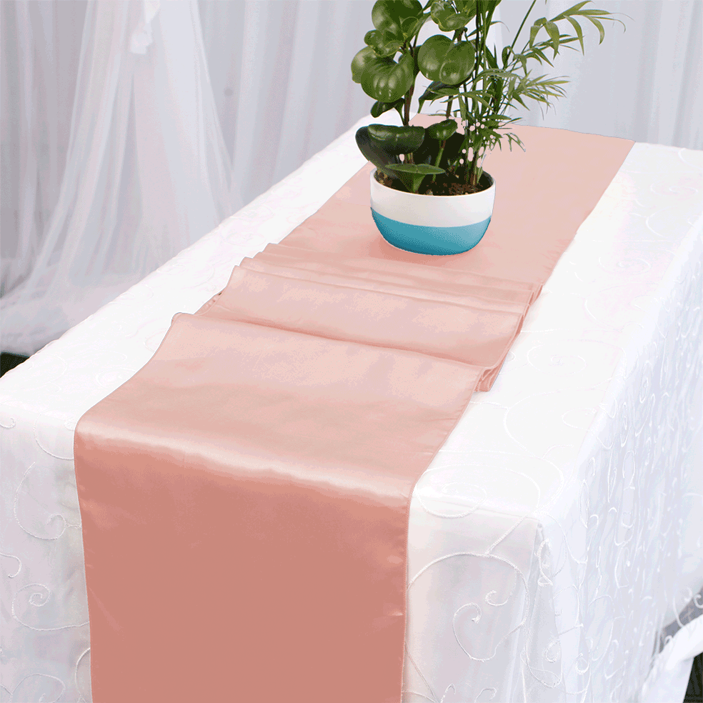 Shop Satin Table Runners (Blush) | Luna Wedding & Event Supplies