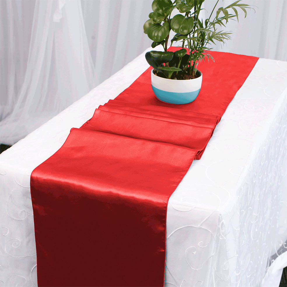Shop Satin Table Runners (Red) | Luna Wedding & Event Supplies