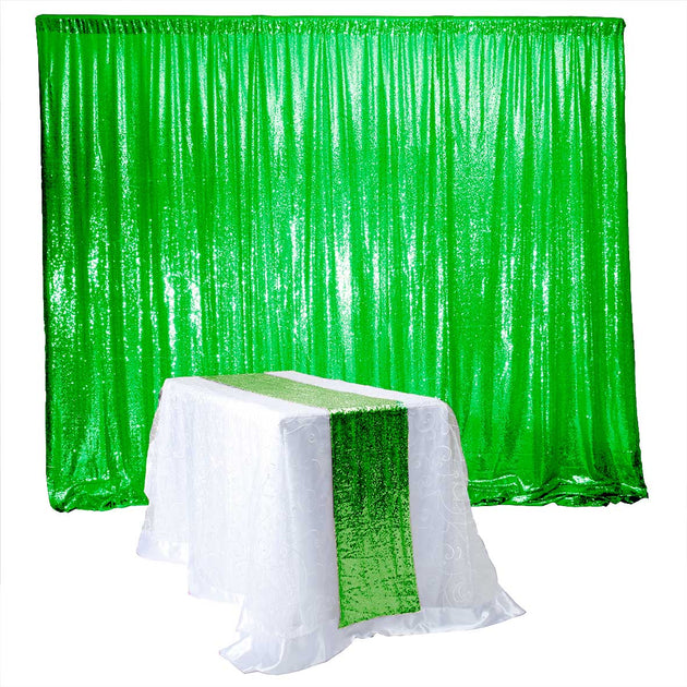 Shop Green Sequin Backdrop Curtains | Luna Wedding & Event Supplies