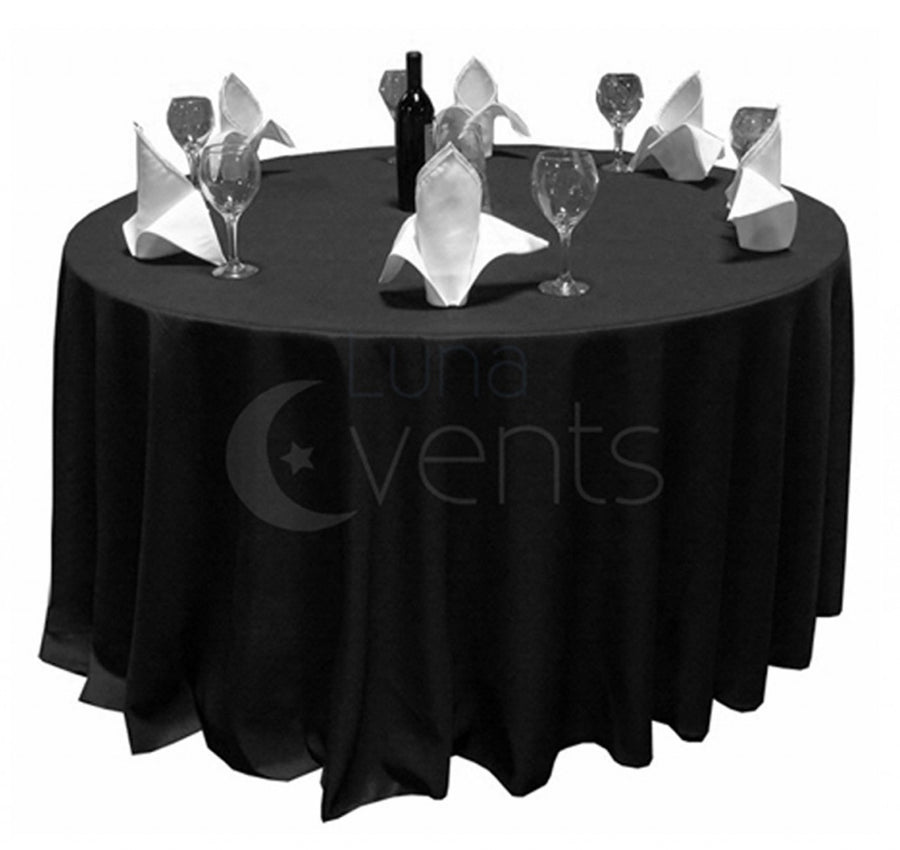 Shop Black Round Tablecloth 220cm Luna Wedding Event Supplies