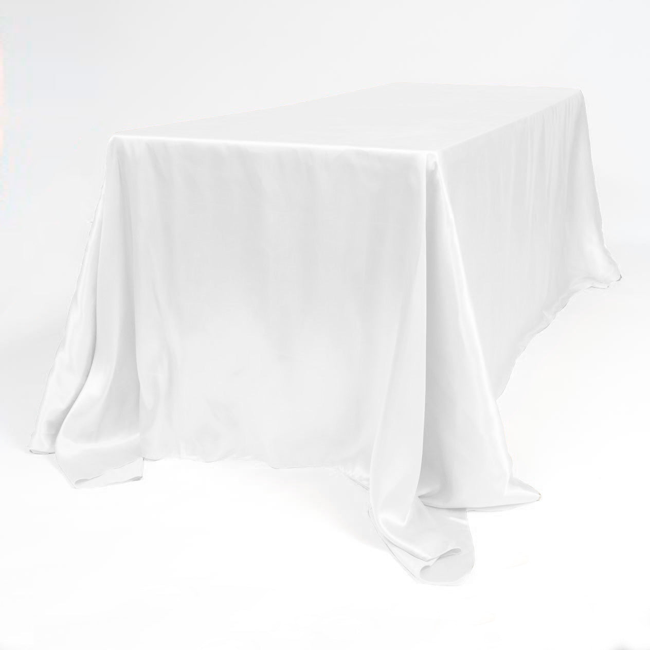 Shop White Satin Trestle Table Tablecloth (220cmx330cm) | Luna Wedding ...