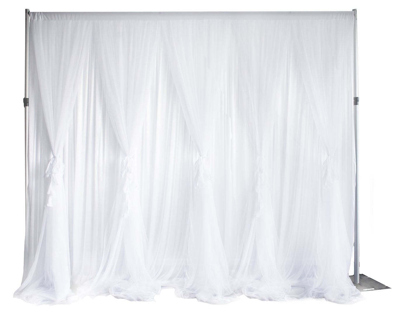 White Ruffle Tulle Backdrop Curtain | Luna Wedding & Event Supplies