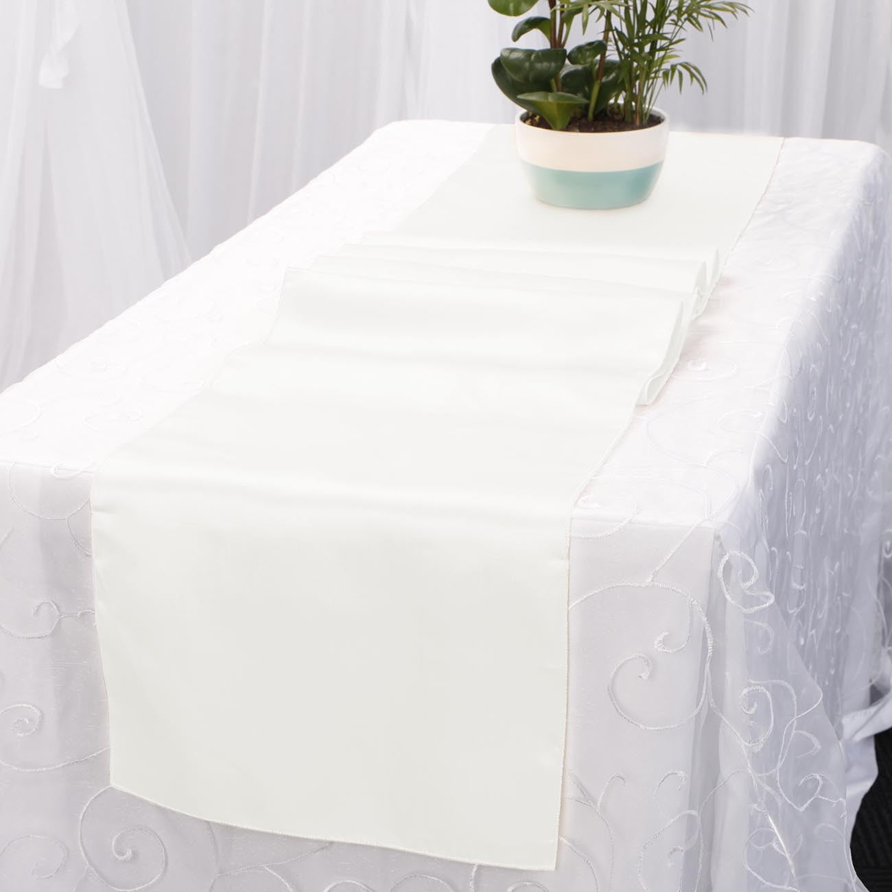 Shop Satin Table Runners (White) | Luna Wedding & Event Supplies