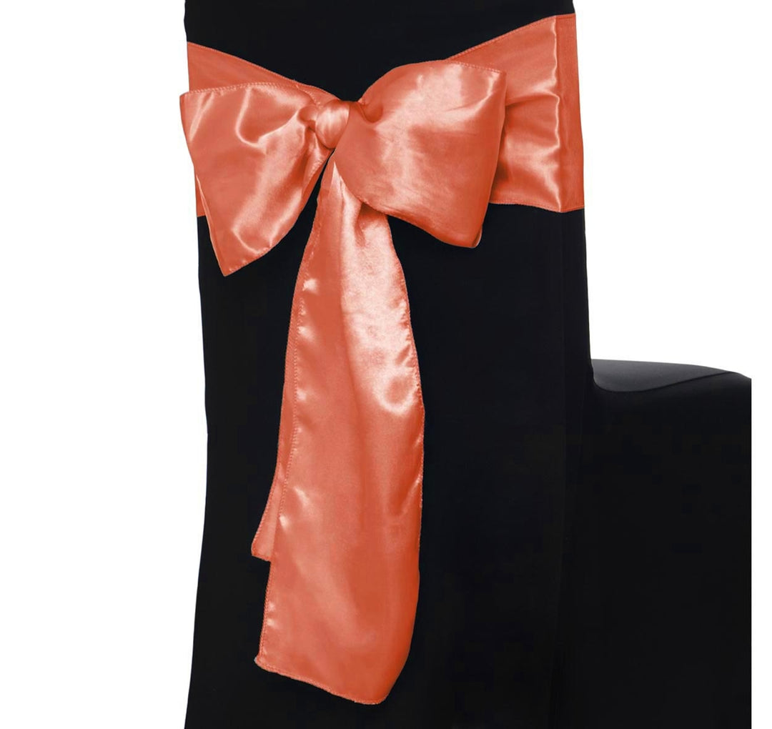 Shop Satin Chair Sashes (Coral) - Chair Sashes | Luna Wedding & Event ...